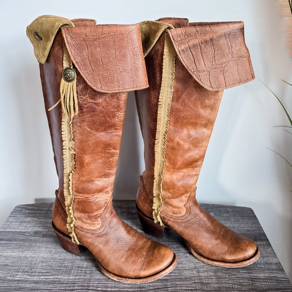 Corral | Shoes | Corral Vintage Knee High Brown Aged Deer Leather ...